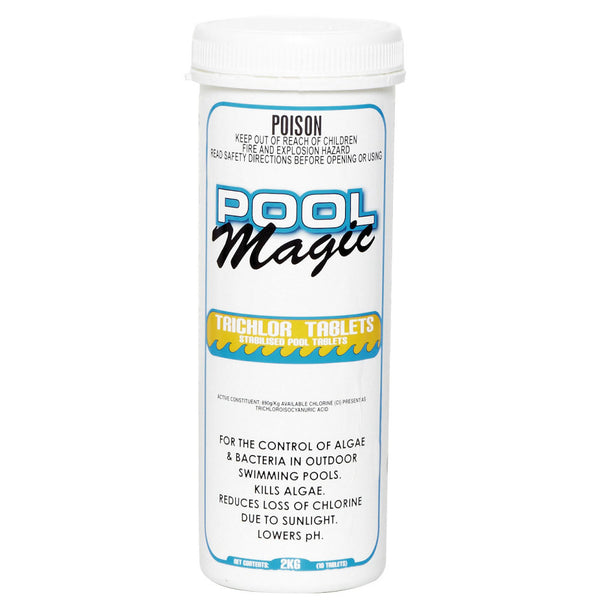 Pool Magic Stabilised Trichlor Tablets 2kg – Silverdale Produce & Hire